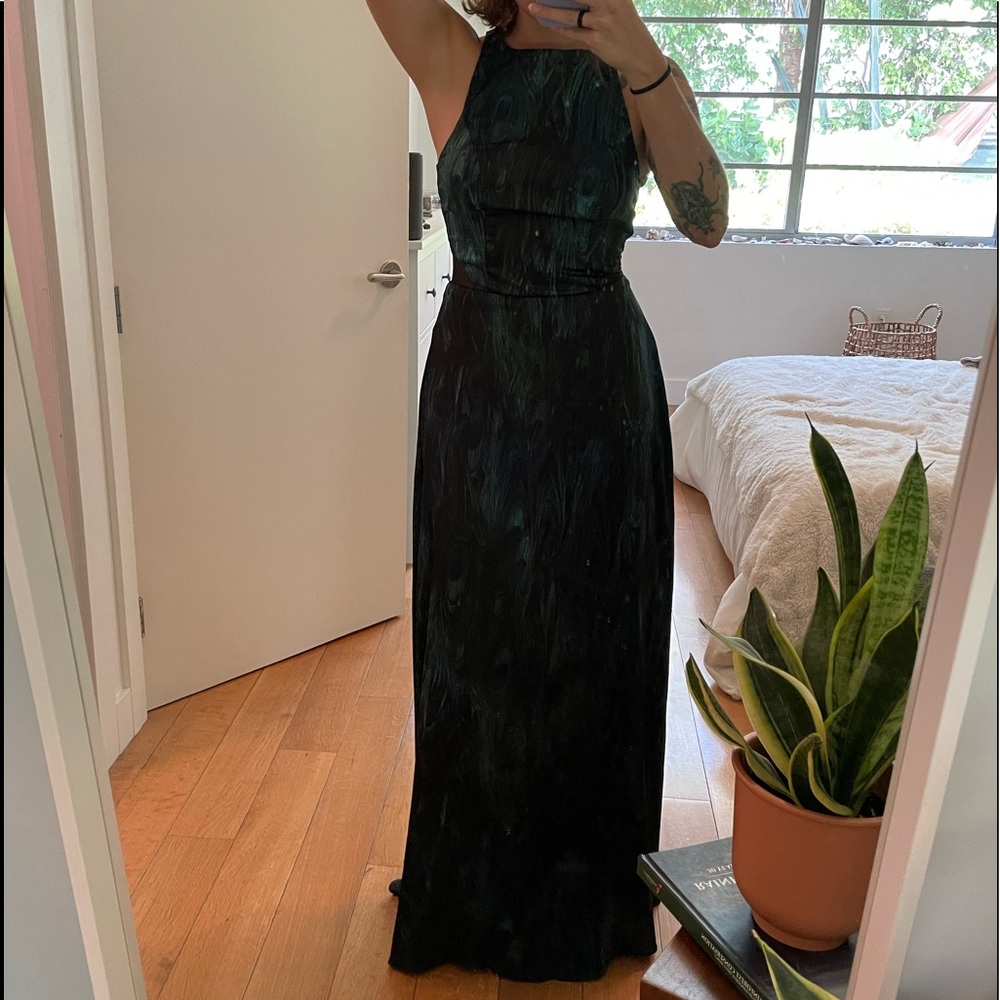 Brazilian Silk Dress With Peacock Feather Pattern - Gem